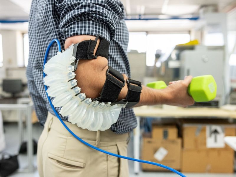 Pneumatic Soft Elbow Exoskeleton for Reducing Muscle Activity and ...